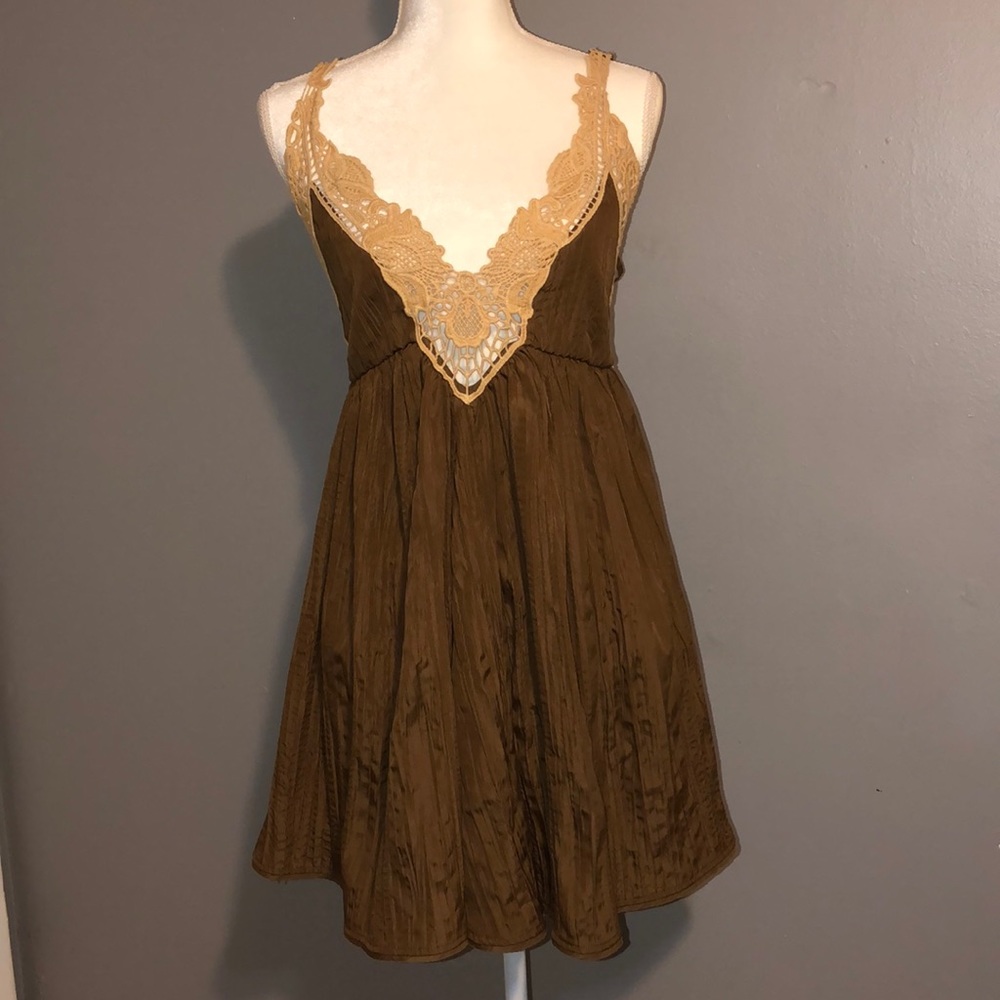 Gold Crochet Detailed And Backless Dress - Gem